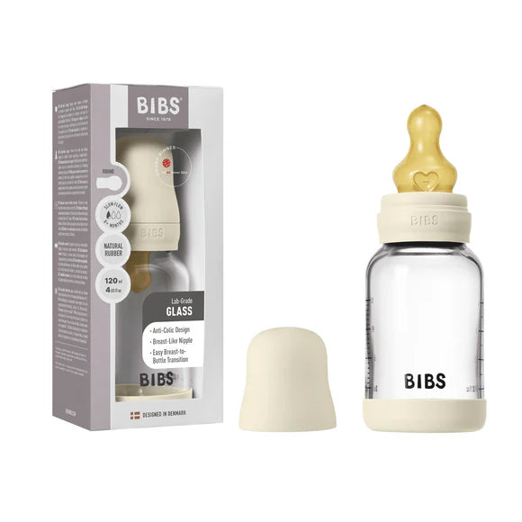 BIBS Glass Baby Bottle Complete Set 120ml Latex - Ivory – Lupa and Sol